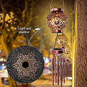 Astarin Solar Wind Chimes for Outside Hanging Led Solar Lights Outdoor Garden Lantern Decorative as Gift for Women mom Grandma Best Friends' Birthday Gift Bronze