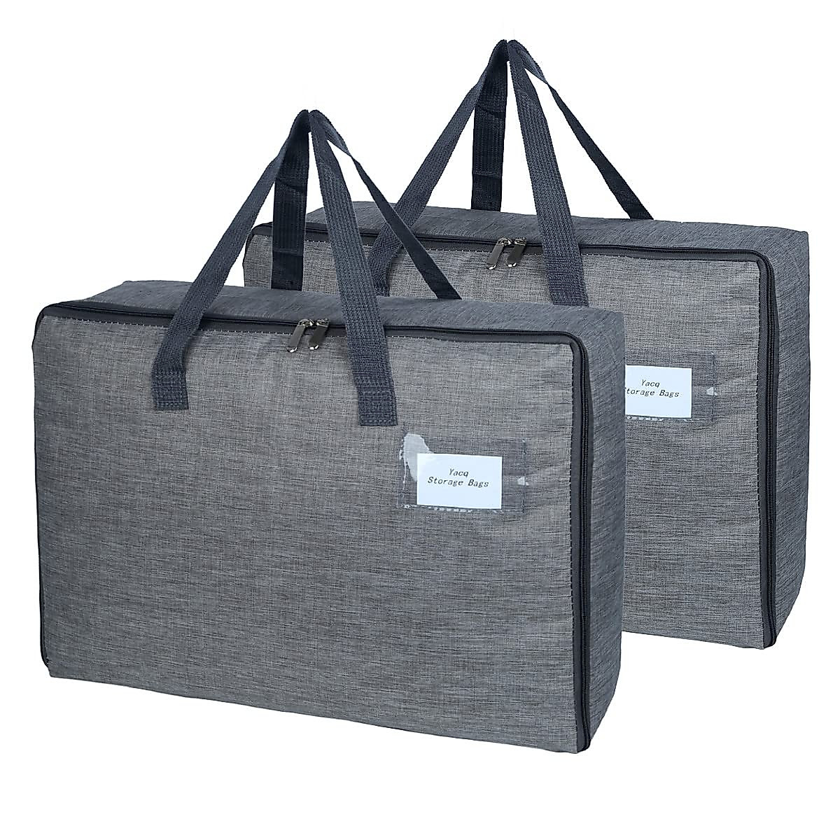 YACQ 2 Pack Large Moisture-Proof Storage Moving Travel Bag for Comforter Pillow Blanket Quilt Bedding Clothes/Water-Resistant Linen Fabric/Storage Container for Closet Under-Bed