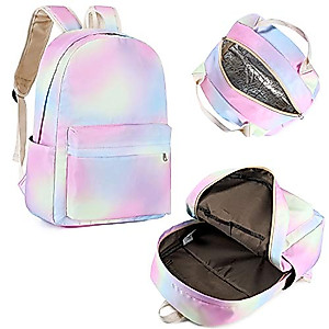 Pawsky Teen Girls School Backpack Kids Bookbag Set Water Resistant Laptop Backpack Casual Daypacks with Lunch Bag and Pencil Case