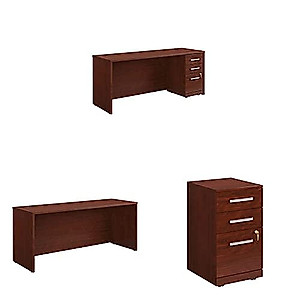 Sauder Affirm 72 X 24 Shl 3 Drawer Pedestal Ste, Classic Cherry Finish