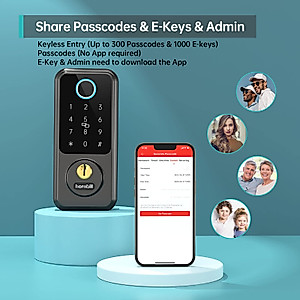 Hornbill Smart Lock with Front Door Handle Set - Keyless Entry Door Lock with Handleset - Smart Deadbolt Door Lock for Front Door - Bluetooth Door Lock with Keypad - Fingerprint Biometric Auto Lock