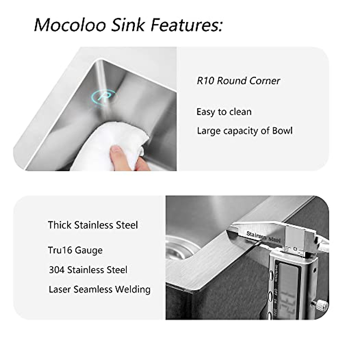 10" Bar Prep Kitchen Sink - Mocoloo 10 x 18 Undermount Sink Stainless Steel 16 Gauge Single Bowl Bar Prep Deep Sinks