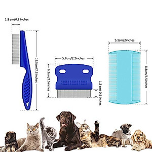6 Pieces Pet Lice Combs Dog Grooming Flea Comb Cat Tear Stain Comb for Removal Dandruff, Hair Stain, Nit (Pink, Light Blue, Dark Blue, Yellow)