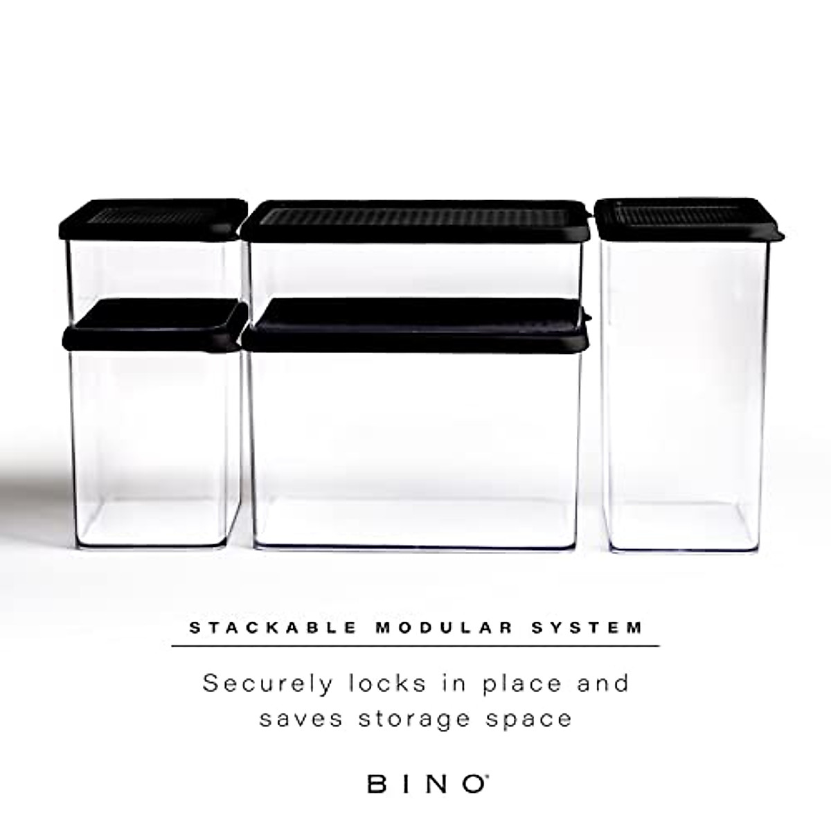 BINO | Food Storage Containers, 1.9 Qt/1.78 Liter, Black - 12 Pack | THE SNAP COLLECTION | Airtight Food Storage Containers with Lids | Pantry Organization | BPA-Free | Containers for Organizing