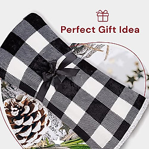 Safdie & Co. - Black and White Checkered Blanket, Indoor and Outdoor Buffalo Plaid Rug, Use As Halloween Blanket, Fall Throw Blanket, or Autumn Decor Throw, Soft and Stain Resistant, 50 x 60 Inches