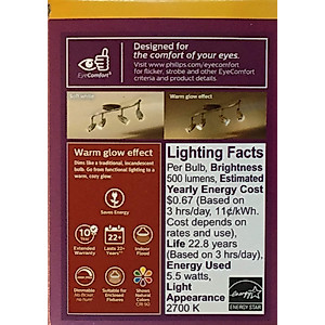 Philips LED Dimmable PAR20 40-Degree Indoor Flood Light Bulb with Warm Glow Effect 500-Lumen, 2200-2700-Kelvin, 5.5 Watts (50-Watt Equivalent), E26 Base, Soft White, 2-Pack