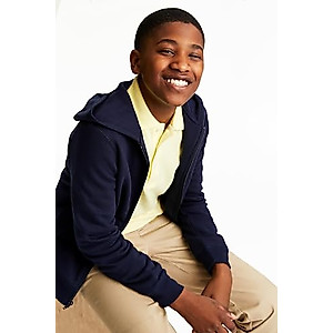 French Toast Boys' Fleece Hooded Sweatshirt, Navy, Medium/8,Big Boys