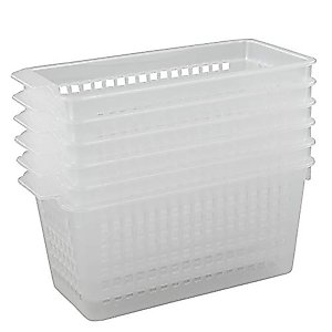 Qskely 6-Pack Clear Plastic Storage Trays Basket for Closets, Countertop and Drawers