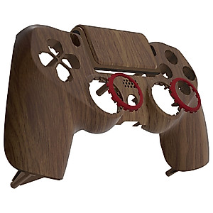 eXtremeRate Wood Grain Ghost Replacement Faceplate Touchpad Cover, Redesigned Soft Touch Housing Shell Case Touch Pad Compatible with PS4 Slim Pro Controller JDM-040/050/055 - Controller NOT Included