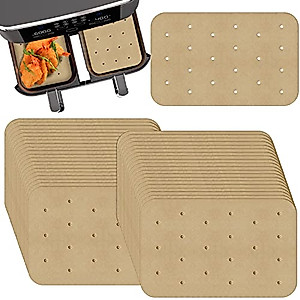 200 Pieces Air Fryer Parchment Paper Liners Accessories for Dual Air Fryer, Disposable Non-stick Rectangle Baking Paper for 8 Quart 6-in-1 Dual Basket Air Fryer