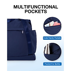 BAGSMART Foldable Travel Duffle Bag, 30.6L Large Carry On Tote Bag Gym Sports Bag for Women, Weekender Overnight Bag for Travel Essentials & Daily Necessities(Navy Blue)