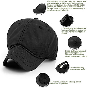 Rayna Fashion womens Structured Short Bill Quick Dry Brim Trucker Baseball Dad Cap, Black, X-Large