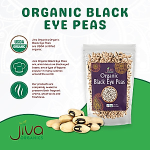 Jiva Organics Organic Black Eye Peas 2 Pound Bag - Cowpeas, Non-GMO, Natural