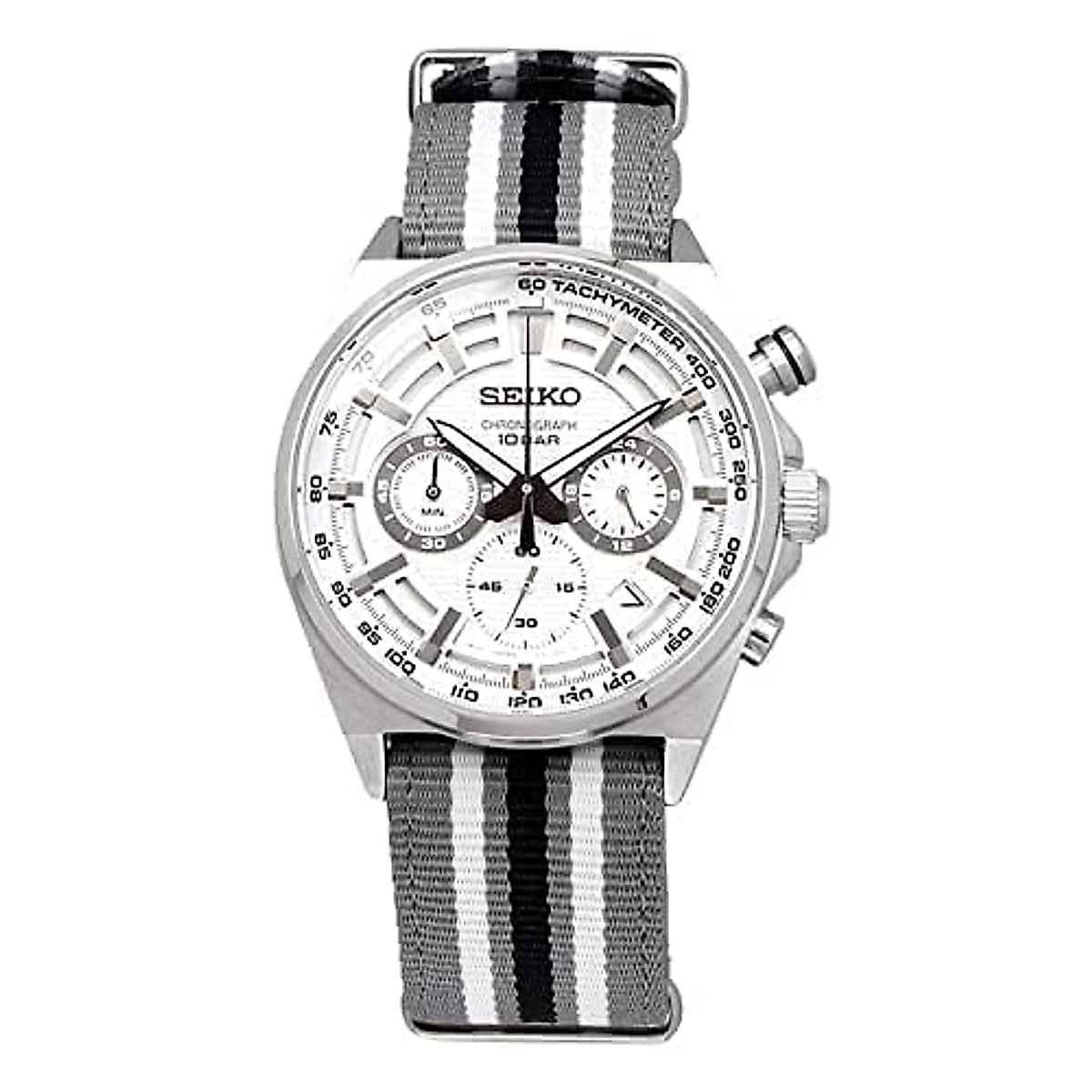 SEIKO Sport Watch SSB401P1, White, Nylon Strap