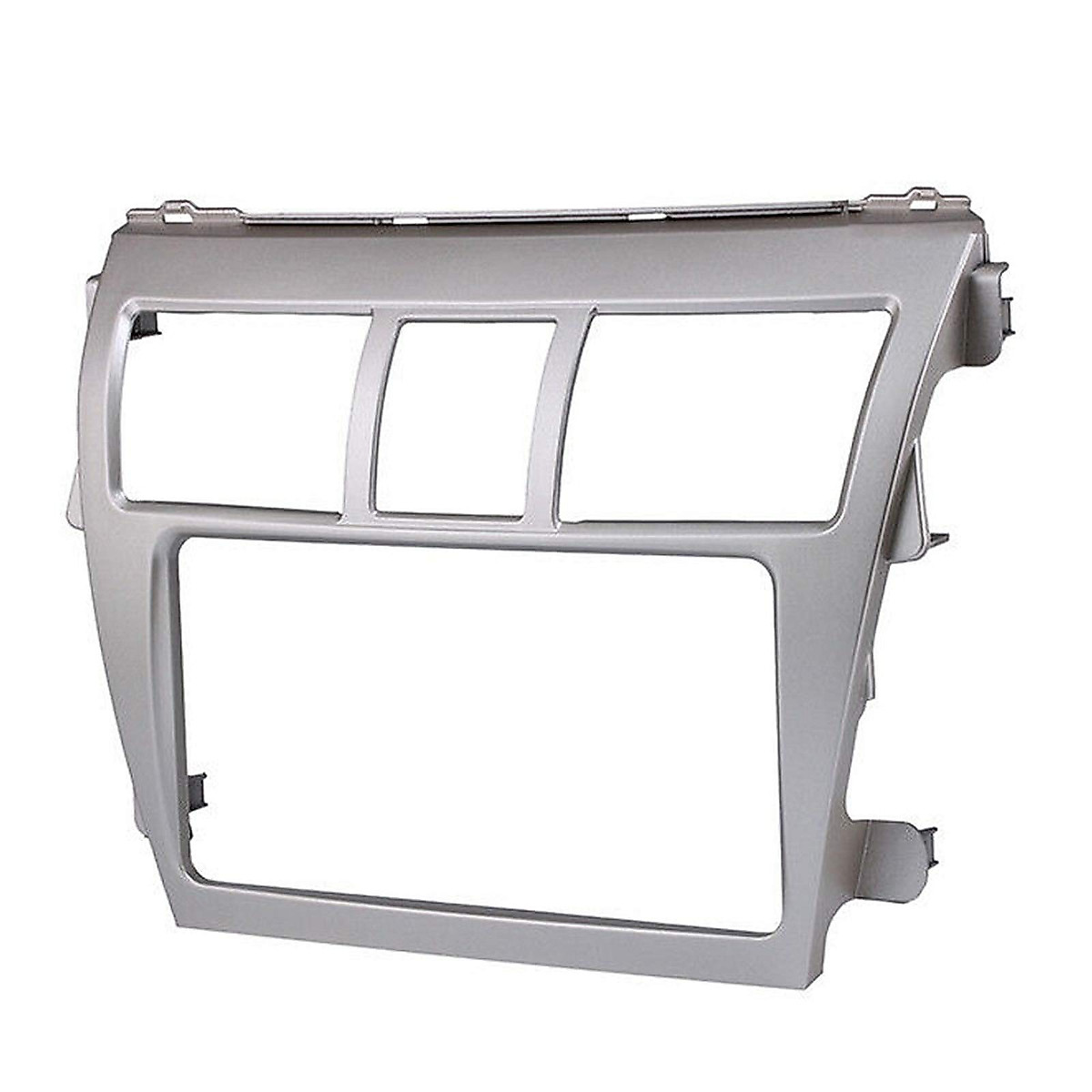 Mhakrl Silver Car Radio Fascia Panel for Toyota Vios Yaris Sedan Belta Radio Frame Radio Stereo Dash Installation Mount Trim Kit Face Plate Audio Panel DVD Navigation Panel Frame 2 Din