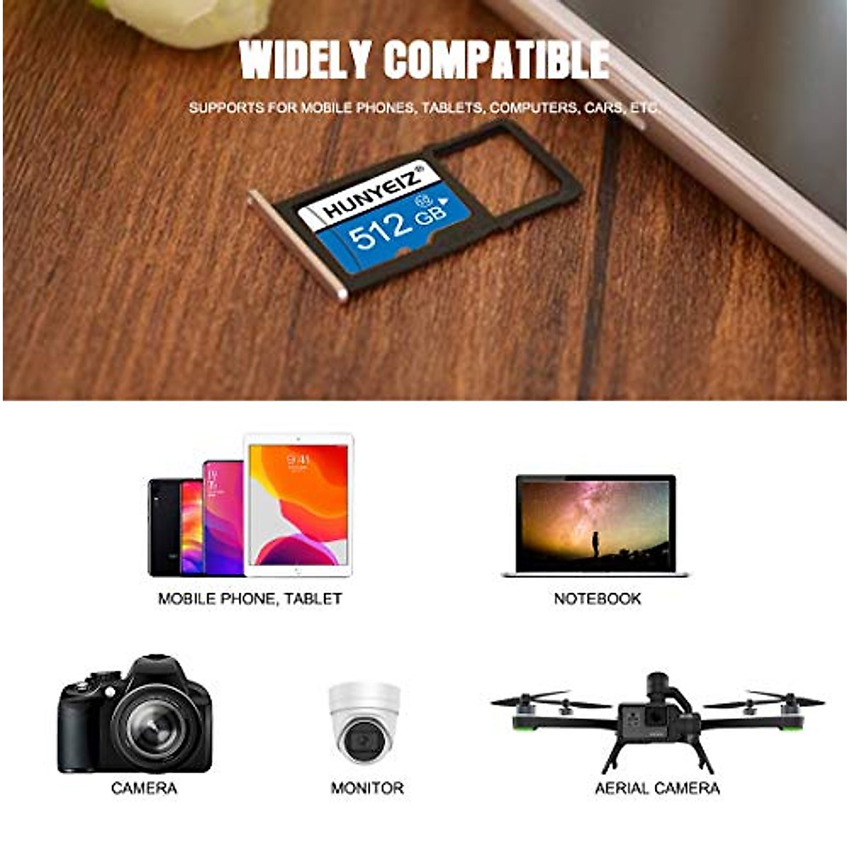 512GB Micro SD Card High Speed MicroSD Class 10 Memory Card for Smartphones,Action Cameras,Tablets and Drone