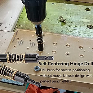 Watris Veiyi Self Centering Hinge Drill, Centering Bits, Hex Shank Center Drill Bit Set, Center Hole Bit, Door Window Cabinet Centering Drill Bits Hinge Opening Tool(5mm&1/4")