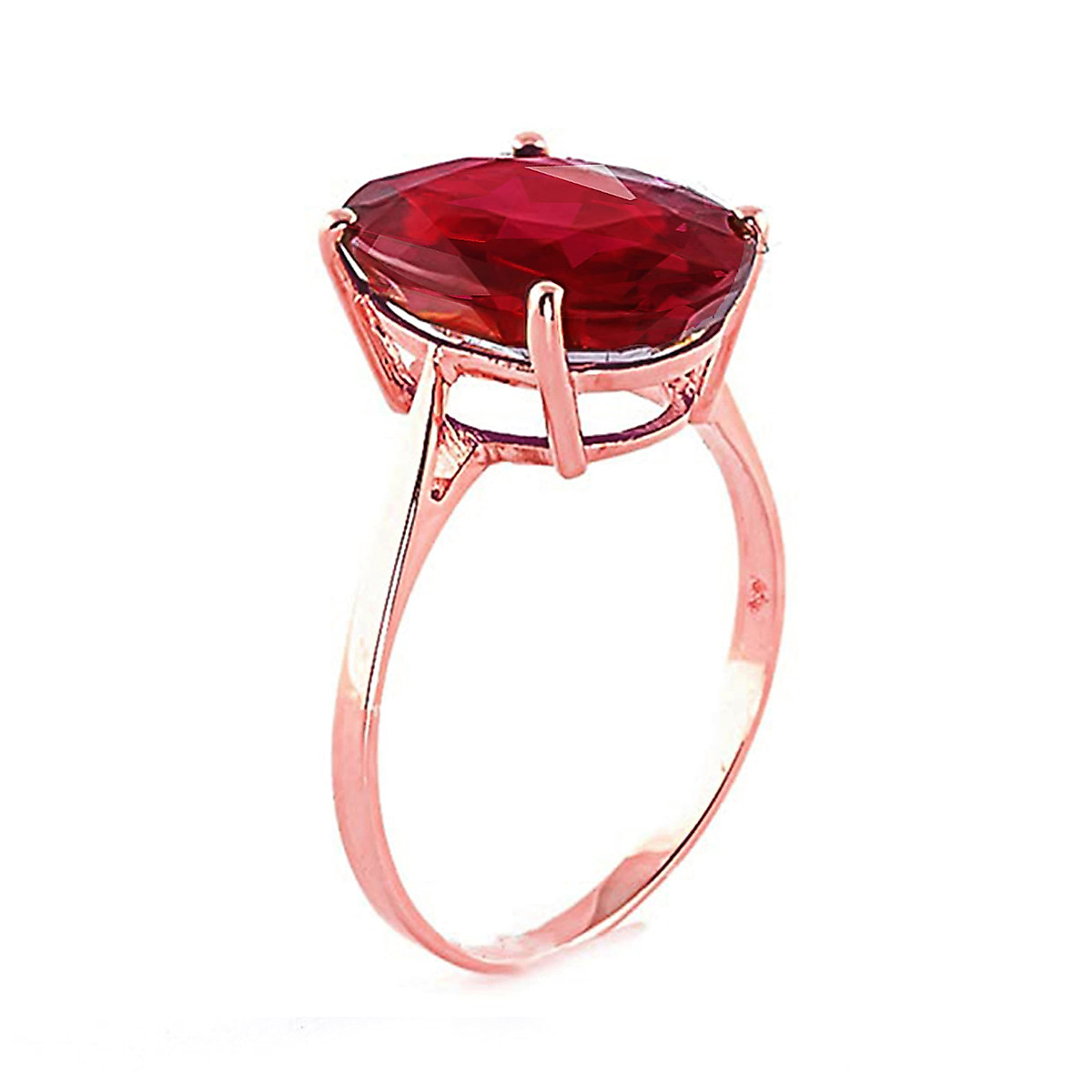 Galaxy Gold GG 14k Solid Rose Gold Ring 7.5 ct Oval-Shaped Ruby - Size 7