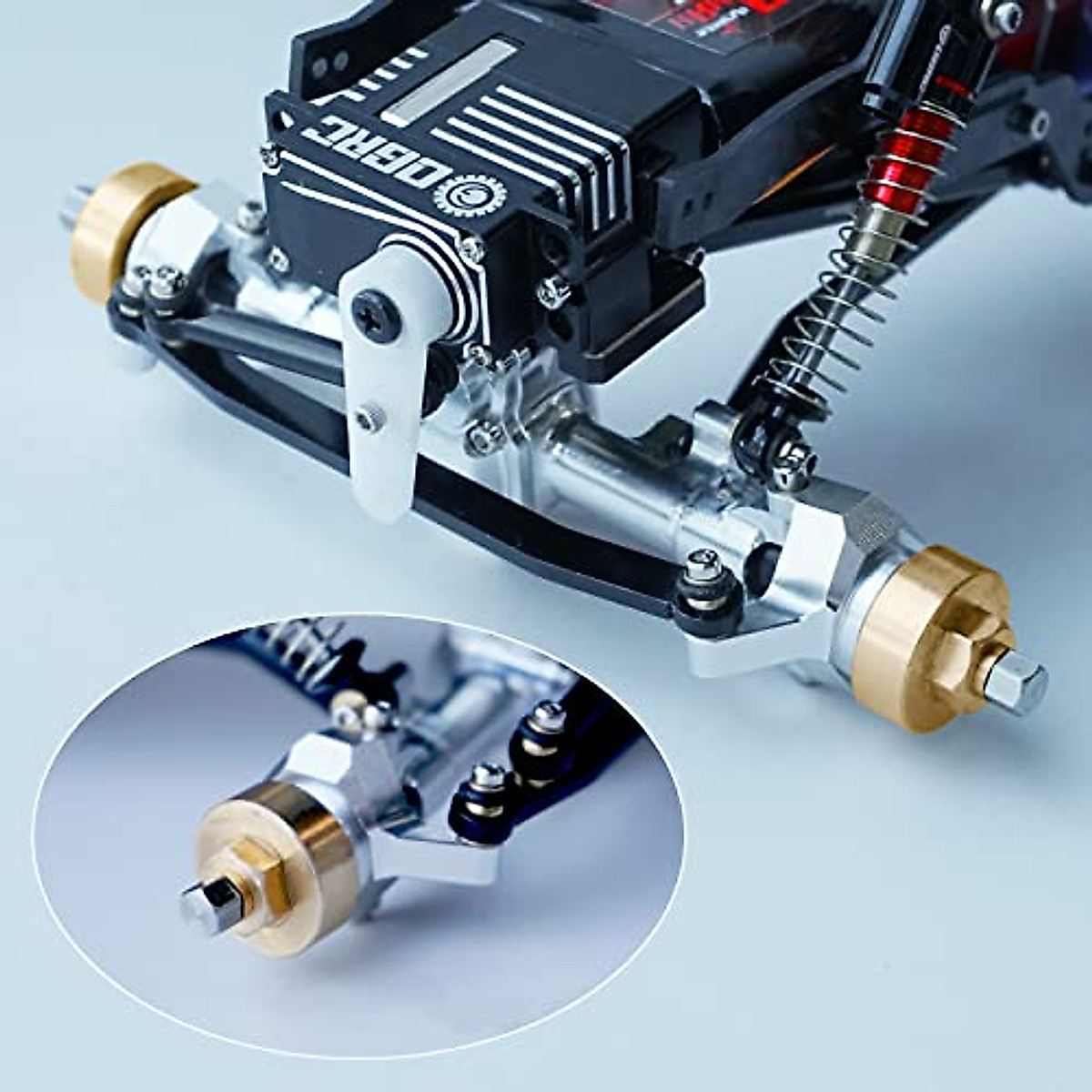 OGRC 4PCS Brass Wheel Weights 28g Wheel Weights with 8mm Hex Extended Adapter for Axial SCX24 C10 Jeep JLU Gladiator Bronco Deadbolt RC Crawler Car - 7g/pc