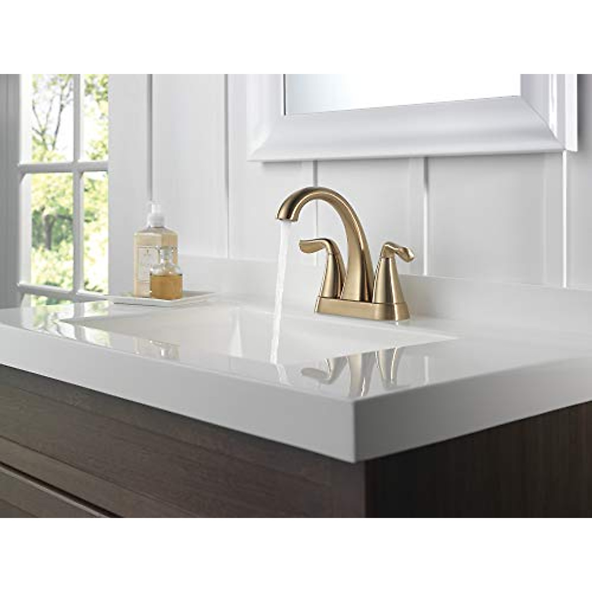 Delta Faucet Arvo Gold Bathroom Faucet, Centerset Bathroom Faucet Gold, Bathroom Sink Faucet, Drain Assembly Included, Champagne Bronze 25840LF-CZ