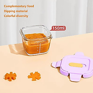 S.ROKE TTAN 6 Pack Glass Food Containers with Lids, 5 oz Food Jars Small Food Storage Containers for Snacks, Dips, and Meal Prep, Airtight, Leakproof Microwave & Dishwasher Safe