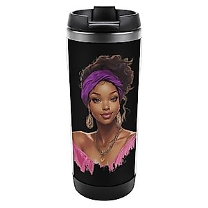 Black with Dangle Earrings Travel Coffee Mug Reusable Insulated Drinking Cup with Lid for Home Outdoor Works 13 Oz
