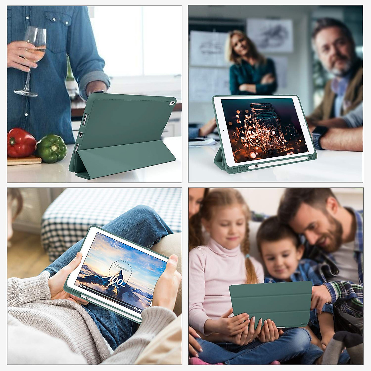 BENTOBEN Case for iPad Air 10.5" (3rd Gen) 2019 / iPad Pro 10.5" 2017 with Pencil Holder, Premium Protective Tablet Case Slim Soft TPU Back Smart Cover Auto Sleep/Wake for Apple iPad Air 3, Dark Green