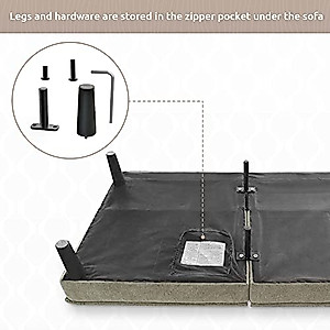 IULULU Futon Bed Convertible Sleeper Sofa with Armless Design, Modern Recliner Lounge Couch for Small Space, Olive