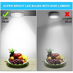 Mlambert 4 Pack Motion Sensor LED Night Light, Non-Fall Cordless Battery-Powered Wall Light, Stick-on Magnet Closet Lights, Safe Lights for Stairs, Hallway, Kitchen, Cabinet, White