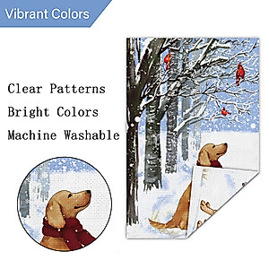 Louise Maelys Winter Garden Flag 12x18 Double Sided, Burlap Small Golden Retriever Dog Cardinal Garden Yard Flags for Winter Seasonal House Holiday Decor (ONLY FLAG)