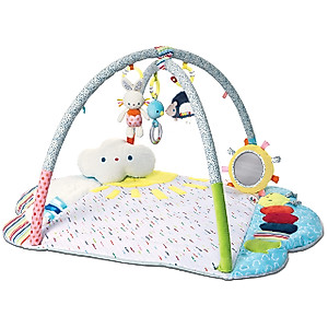 GUND Baby GUND Tinkle Crinkle & Friends Arch Activity Gym Playmat Sensory Stimulating Plush 8-Piece Set, White