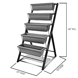 4Ft Vertical Raised Garden Bed - 5 Tier Food Safe Planter Box for Outdoor and Indoor Gardening Perfect to Grow Your Herb Vegetables Flowers on Your Patio Balcony Greenhouse Garden
