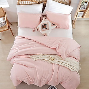 weigelia Blush Pink Comforter Set Twin Boho Pink Twin Comforter with 1 Pillowcases - Soft Lightweight Cozy Bedding Set for All Season - Beige Comforter Twin Size for Women Teens Kids
