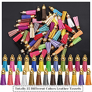 Tassels for Crafts, Anezus 100Pcs Keychain Tassel Set Including 50Pcs Tassels, 25Pcs Lobster Clasp Keychain and 25Pcs Keychain Rings Bulk for Acrylic Blank Keychains, Shrinky Film Artand Crafts (Gold)