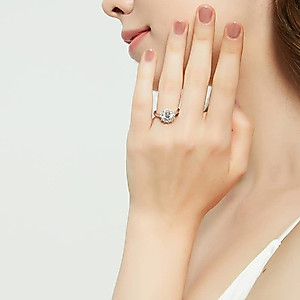 BERRICLE Sterling Silver Halo Wedding Engagement Rings Round Cubic Zirconia CZ Promise Ring for Women, Rhodium Plated Size 9