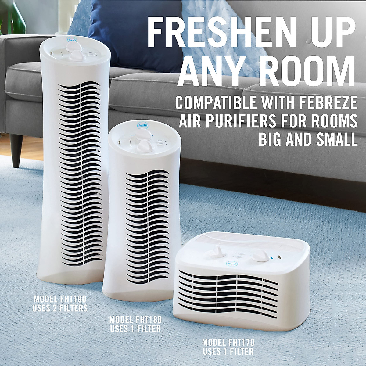 Febreze Replacement Dual Action HEPA-Type Air Purifier Filter, U Filter, 1-Pack, FRF101B