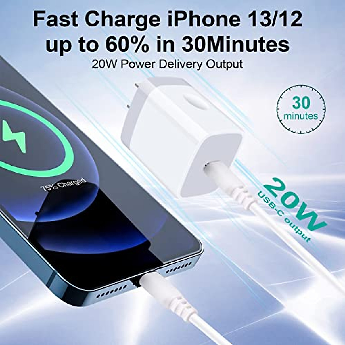 [2-Pack]USB C Wall Charger,20W Type C Charger Fast Charging Block USB C Power Adapter Wall Plug for Samsung Galaxy A14,A13,A03s,S23,S22Ultra,A53,S21,S21 FE;iPhone 14 Pro,13,12 Pro,Google Pixel 6,6 Pro