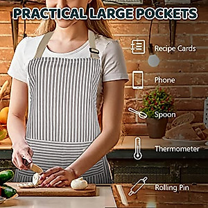 Yanacc 2 Pack Aprons for Women Chef, Apron with 2 Pocket and Adjustable Neck Strap for Kitchen Cooking Baking Gardening (Apron-12)