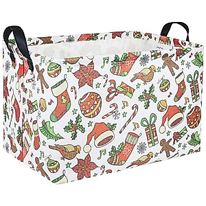 TIBAOLOVER Rectangular Kids Storage Gift Basket - Baby & Toy Storage Bin Organizer - Cute Room Decor (Christmas)