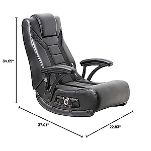 X Rocker Jynx Floor Gaming Chair, Headrest Mounted Speakers, 2.1 Bluetooth Audio System, Wireless, Recliner with Padded Armrest, 5111601, 37.01" x 22.83" x 34.65", Black