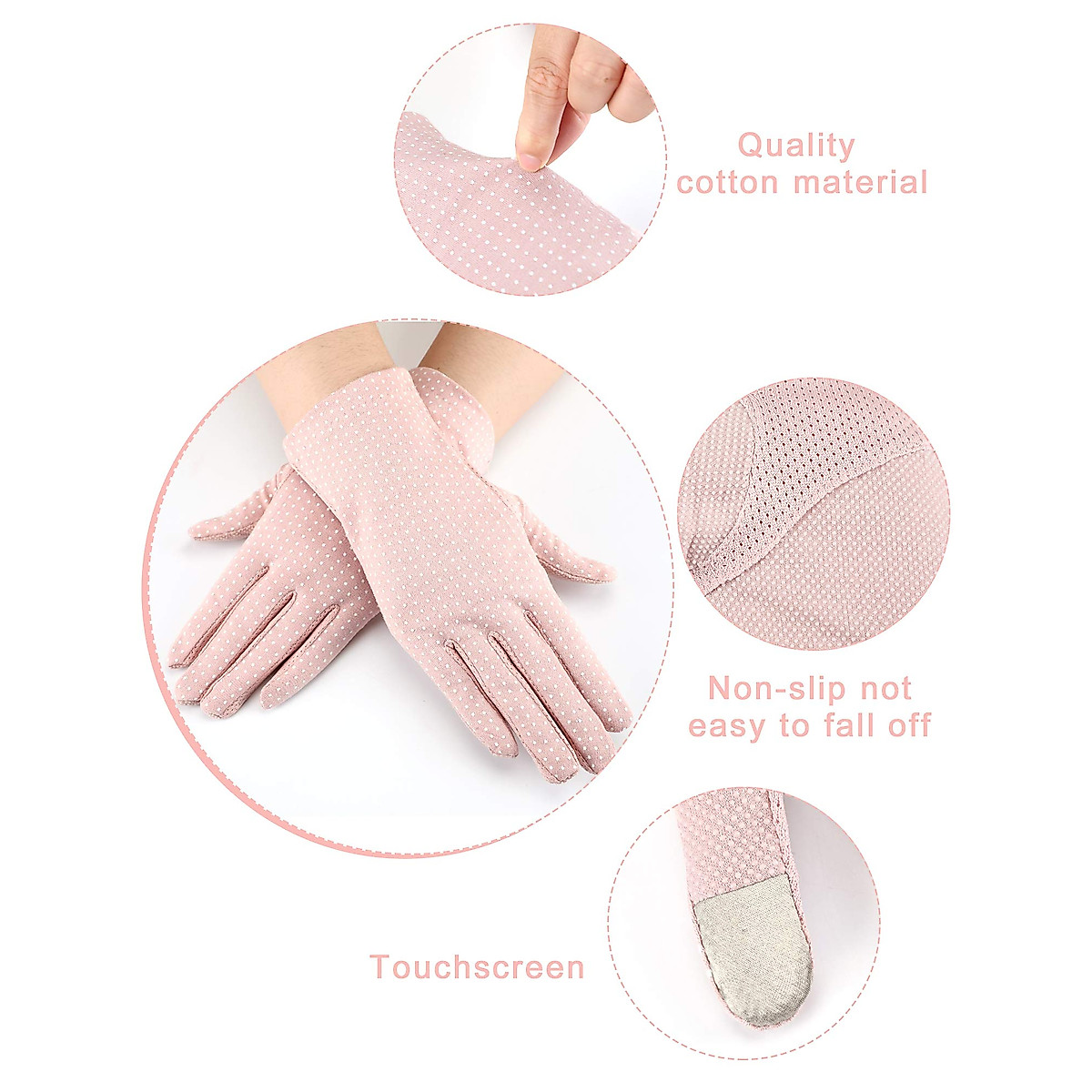 6 Pairs Women Summer UV Protection Gloves Touchscreen Driving Gloves Non-Slip Sun Protective Gloves (Purple, Black, Pink, Light Pink, Beige, Gray)