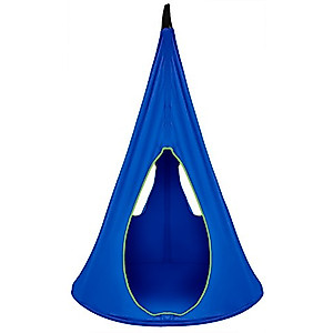 Sorbus Pod Swing for Kids - Durable Hanging Hammock Chair w/Adjustable Rope - 2 Windows & 1 Entrance - Tree Tent Sensory Swing for Kids Indoor Outdoor Use - 250lbs Sturdy Nest Swing - (40", Blue)