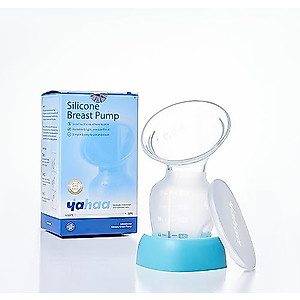 YAHAA Manual Breast Pump - Leak-Proof Lid, Anti-Down Base and Bag, 4oz/120ML Lightweight Breastfeeding Pump for All Breast Milk Colostrum Collector, Blue