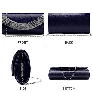 Dasein Womens Clutch Purses Rhinestone Evening Bags Formal Wedding Party Purse Prom Handbags (Navy)