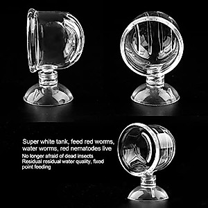Pssopp Aquarium Red Worm Fish Feeder, Acrylic Floating Fish Feeding Cup Transparent Suction Cup Fish Food Container for Feeding Shrimp Fish