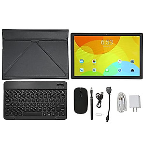 FECAMOS Tablet PC, US Plug 100-240V 10.1 Inch Tablet Support FM GPS 1920x1200 IPS with Keyboard for Entertainment (Green)