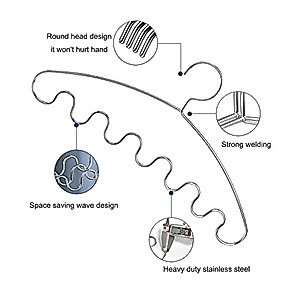 Chrome Tank Tops Hangers - 3 Pack Stainless Steel Closet Organizer Hanger for Tanks Tops, Bra Lingerie, Strap Dress and Camisoles Space Saving Cami Hanger