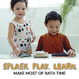 SplashEZ Mold Free Bath Toys for Kids & Toddlers, Sealed No Hole Baby Bath Toys, Soft Durable Military Set, Float on Water, No Mold Design for Shower Tub Pool, Infant Babies Ages 0-1-3-6-12-18 Mo