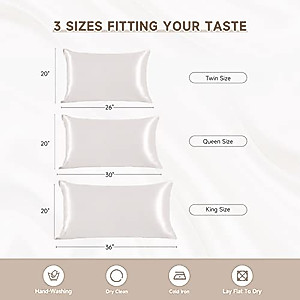 THXSILK 100% Pure Mulberry Silk Pillowcase for Hair and Skin, Highest 6A+ Grade Pure Silk Pillow Case Standard Size, Real Silk Pillowcase with Concealed Zipper(White, Standard)