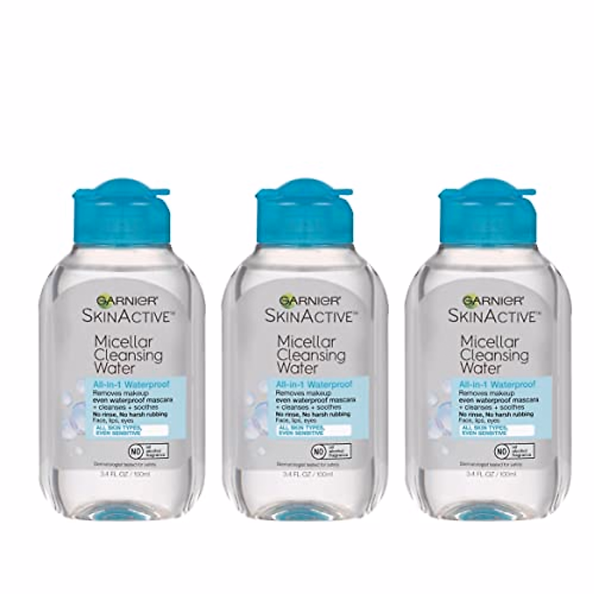 Garnier SkinActive Micellar Cleansing Water, All-in-1 Waterproof Makeup Remover and Facial Cleanser, 3.4 fl oz, 3 Pack